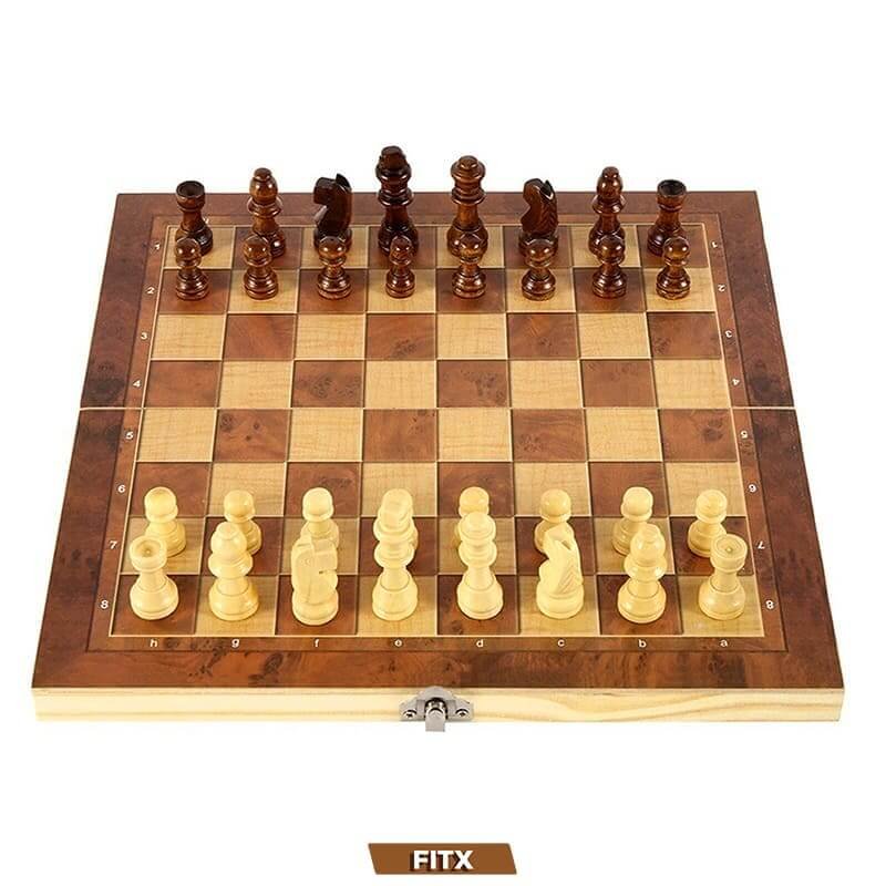 3 IN 1 Wooden International Chess Set (Maqnitli Şahmat və Nərd Dəsti ...
